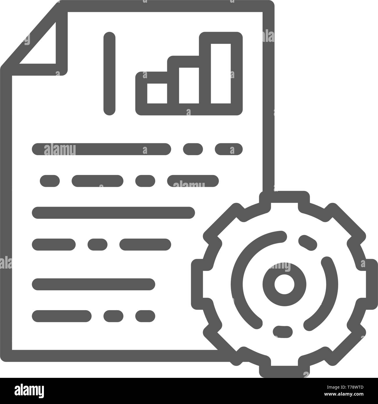 Engineering documents with diagram and gear wheel, project plan line ...