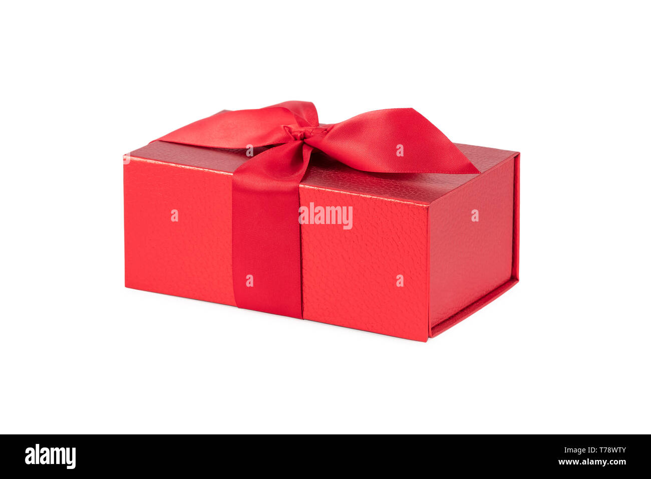 closed red gift box with ribbon bow isolated on white background Stock ...