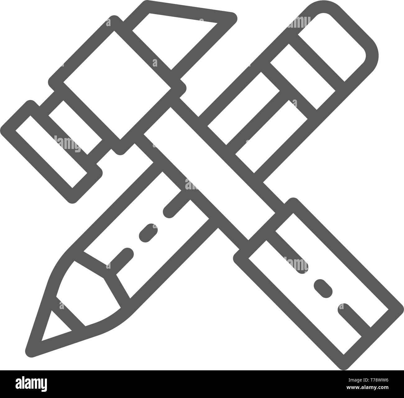 Working tools, hammer with pencil line icon Stock Vector Image & Art ...