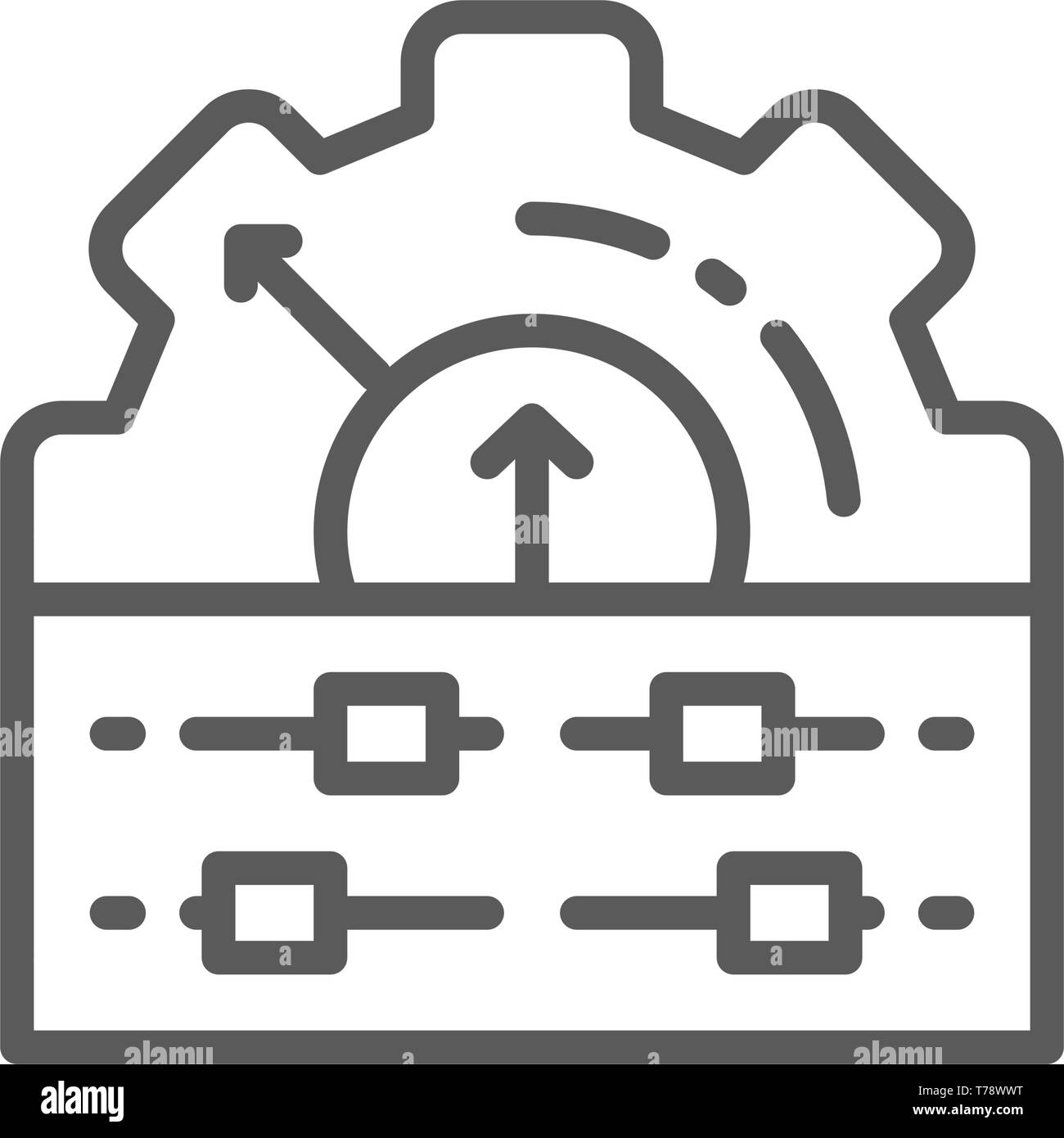 Gear wheel with motherboard, circuit board line icon Stock Vector Image ...