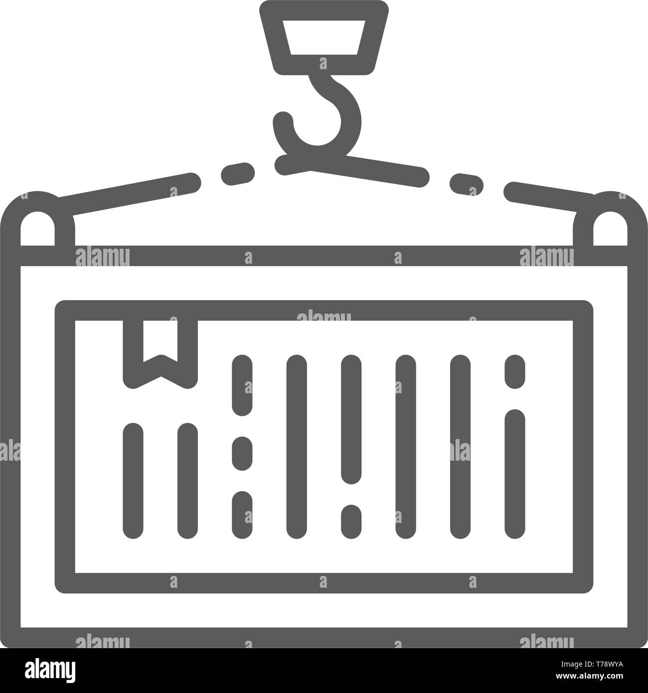 Hook with container, crane lift line icon Stock Vector Image & Art - Alamy