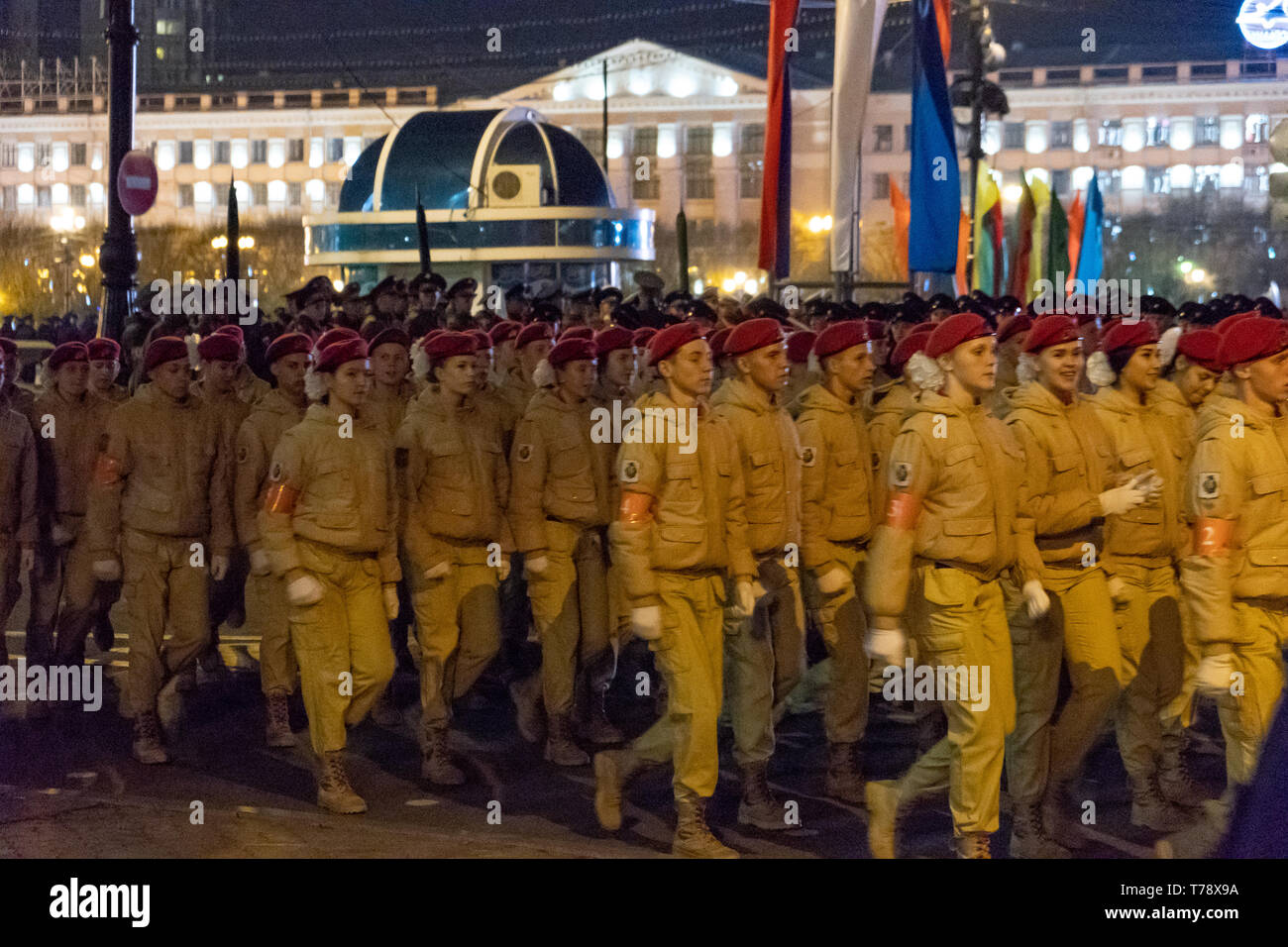 Military girls marching on the square Stock Photo - Alamy