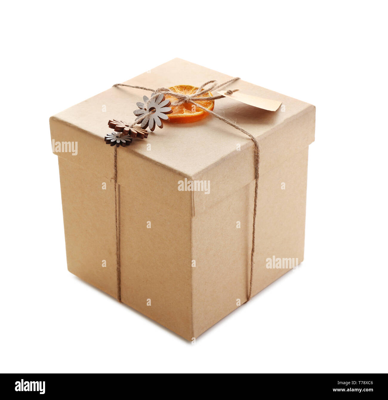 Beautiful gift box on white background Stock Photo - Alamy