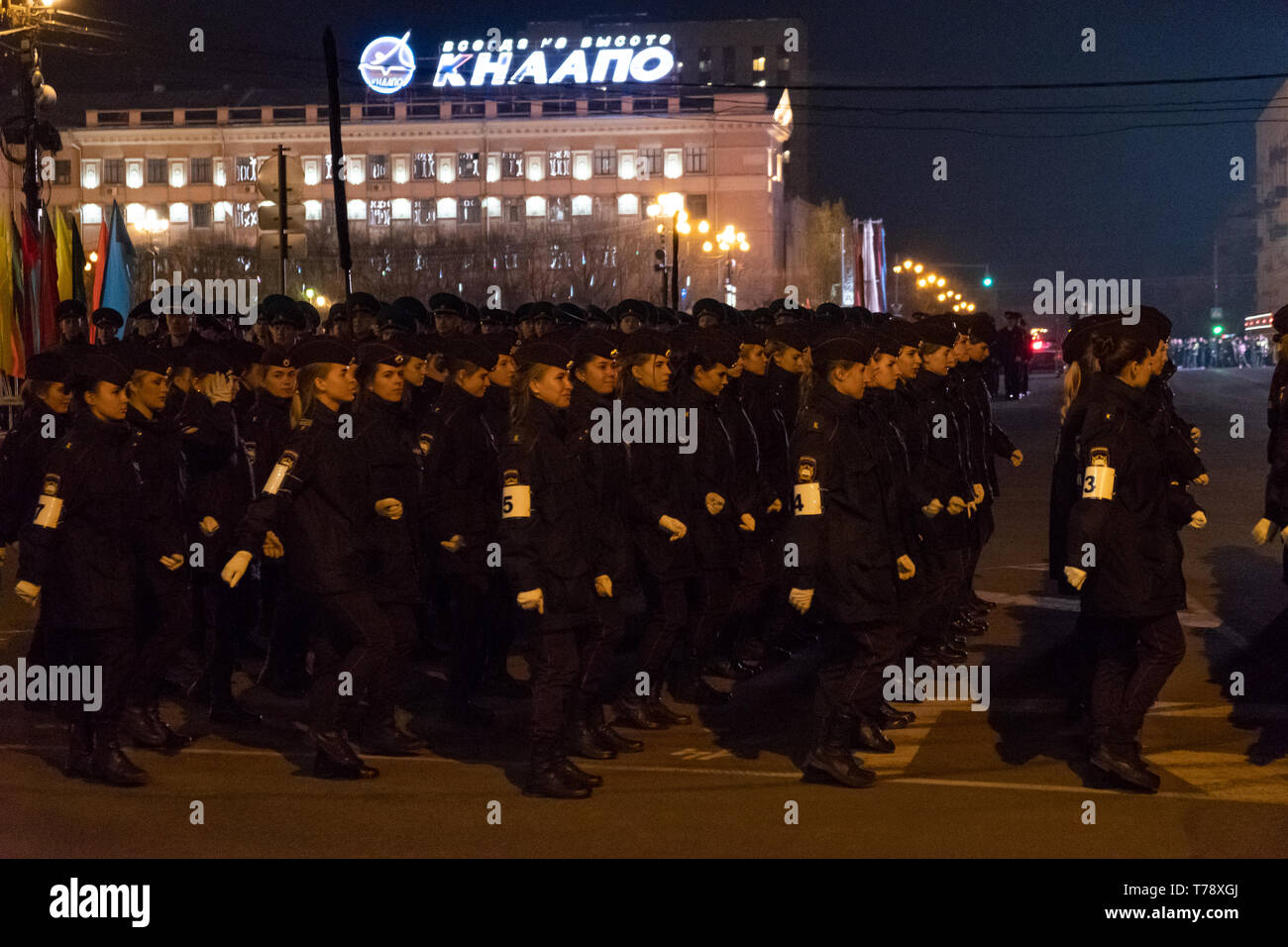 Military girls marching on the square Stock Photo - Alamy