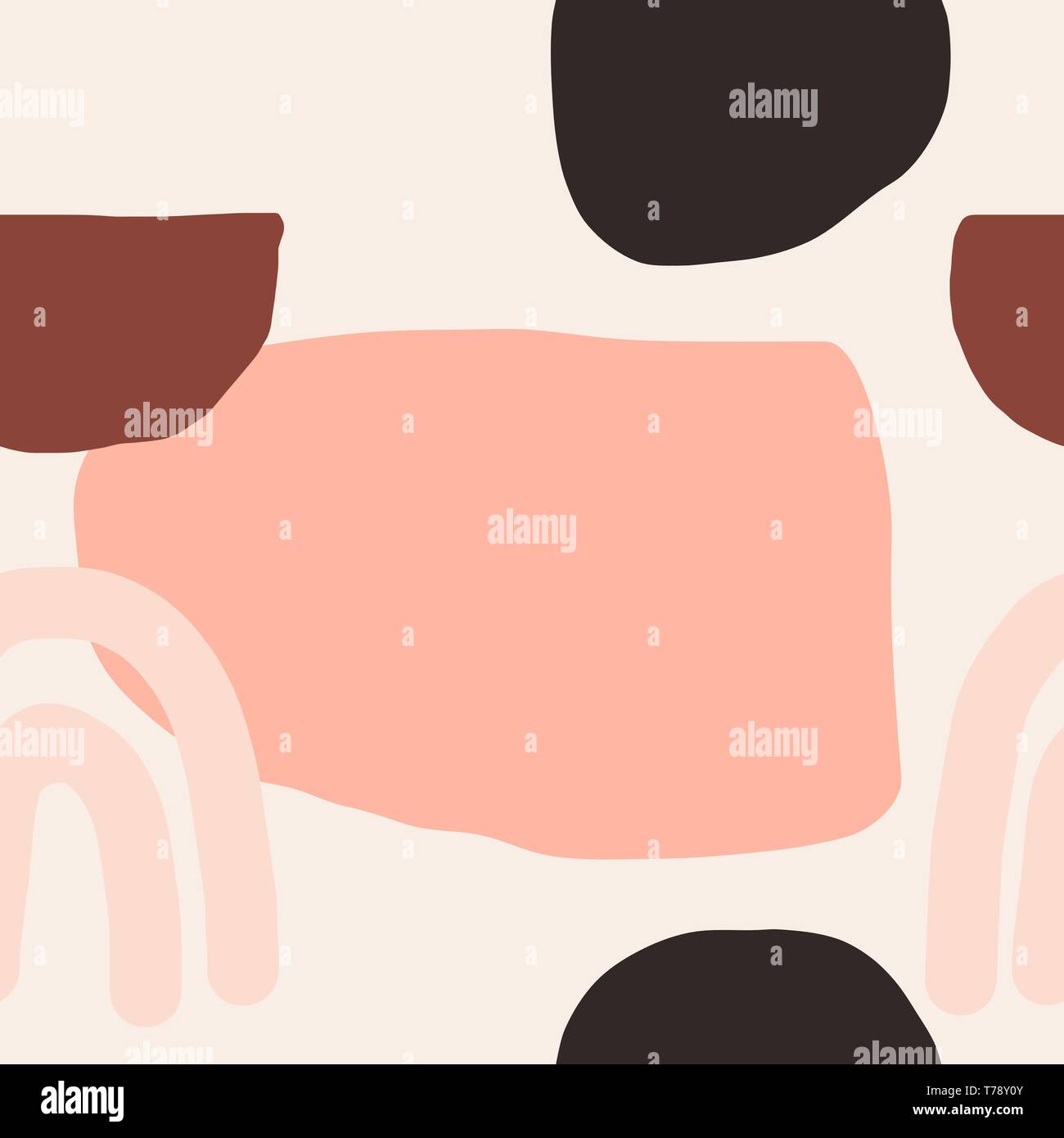 Seamless repeating pattern with abstract shapes in dark green, pink and ...