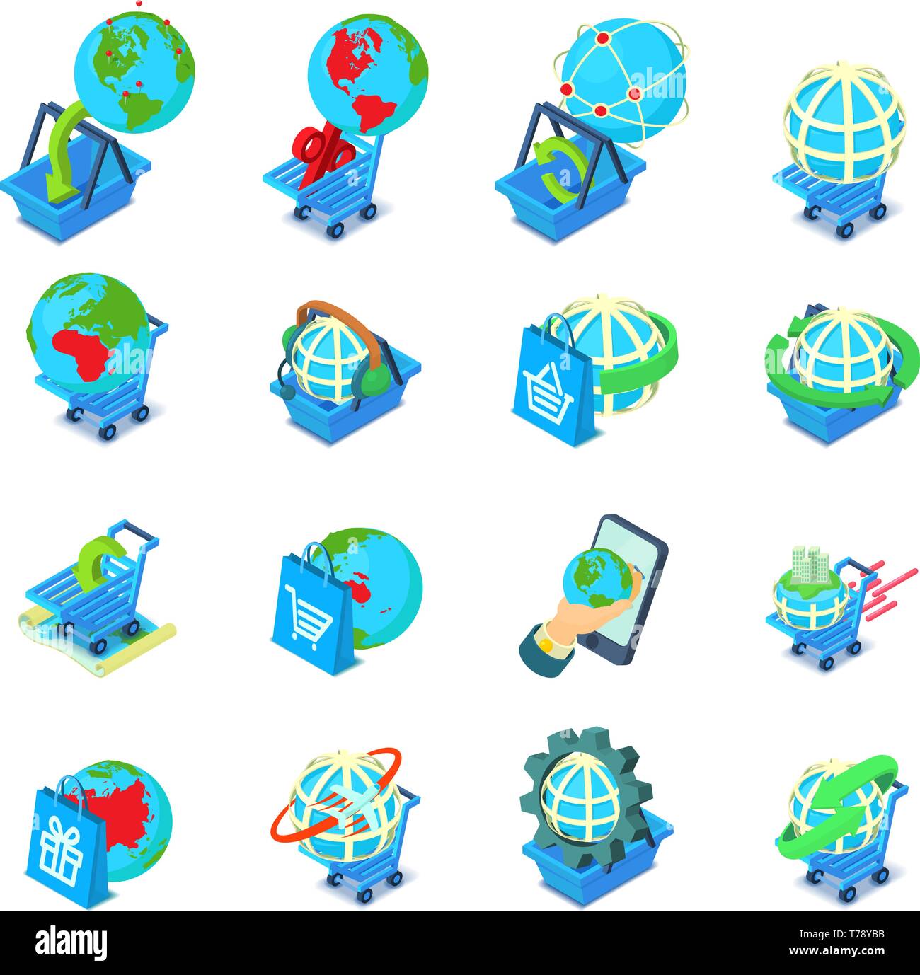 3d man shopping cart isolated Stock Vector Images - Alamy