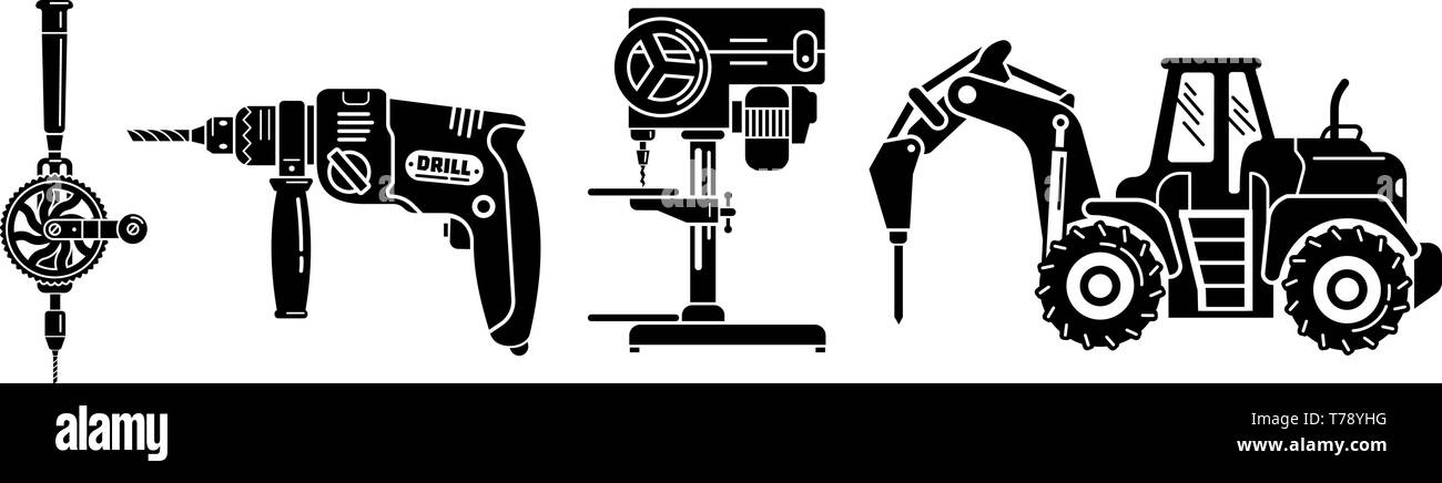 Drilling machine icons set, simple style Stock Vector Image & Art - Alamy