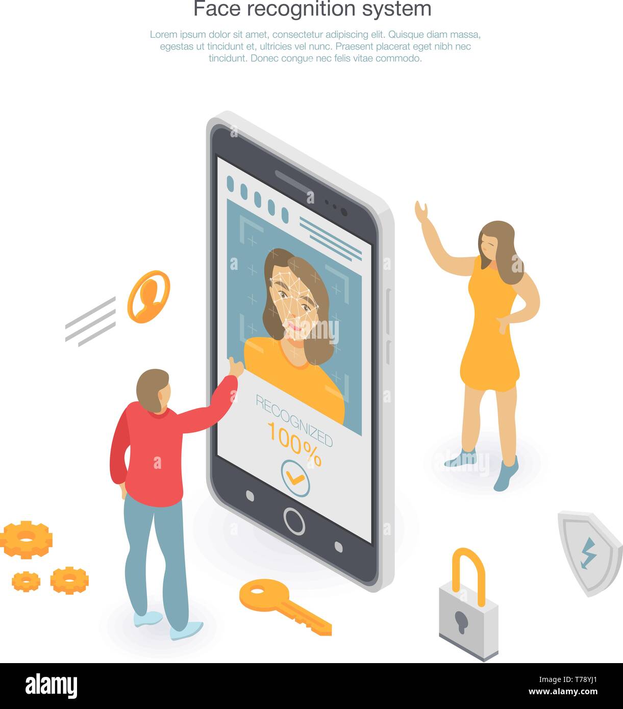 Face recognition concept background, isometric style Stock Vector Image & Art - Alamy