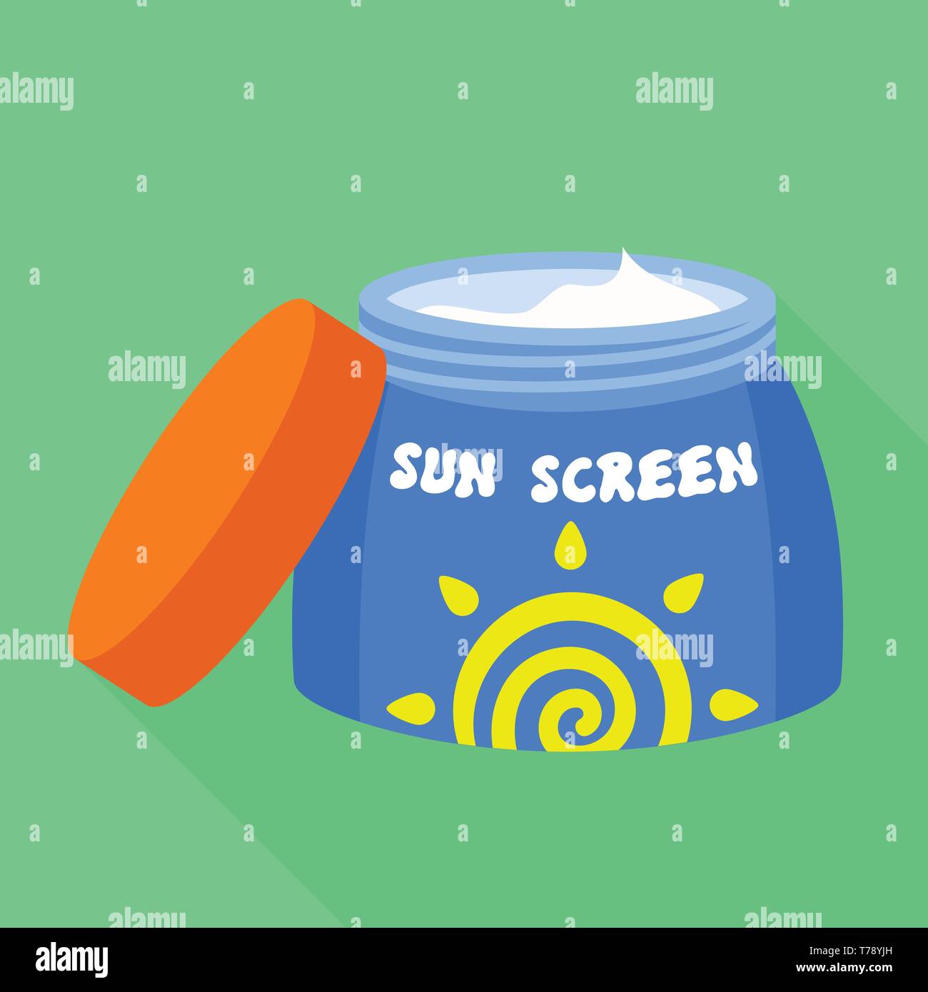 Open sunscreen jar icon. Flat illustration of open sunscreen jar vector ...