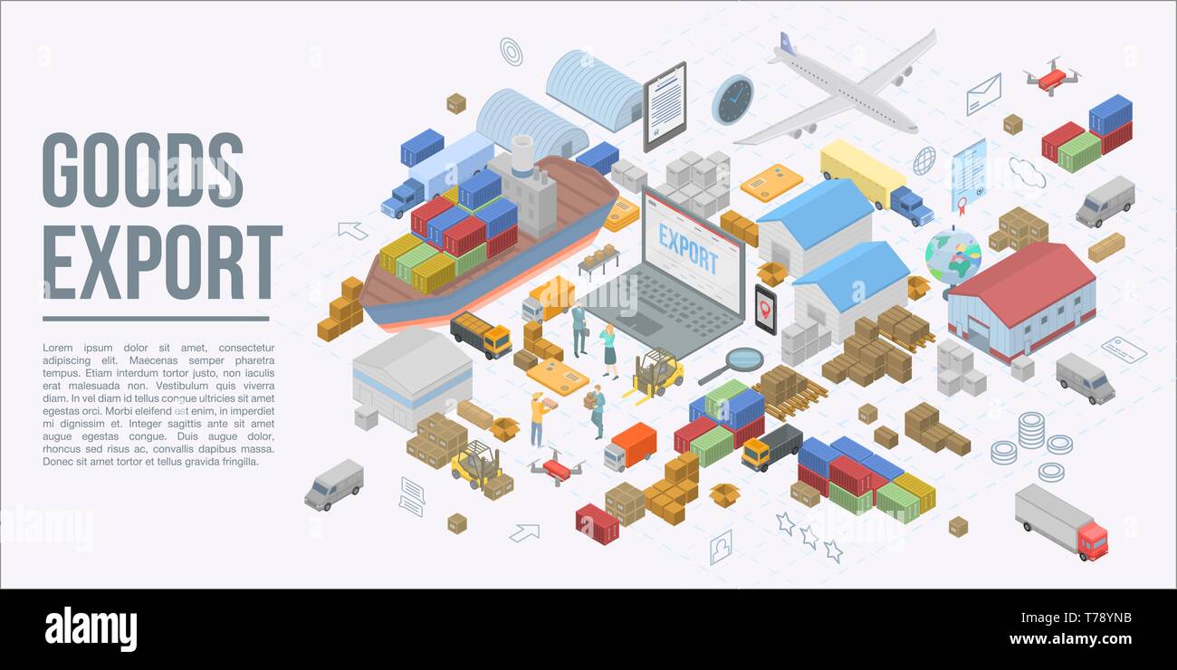 Global goods export concept banner, isometric style Stock Vector Image ...