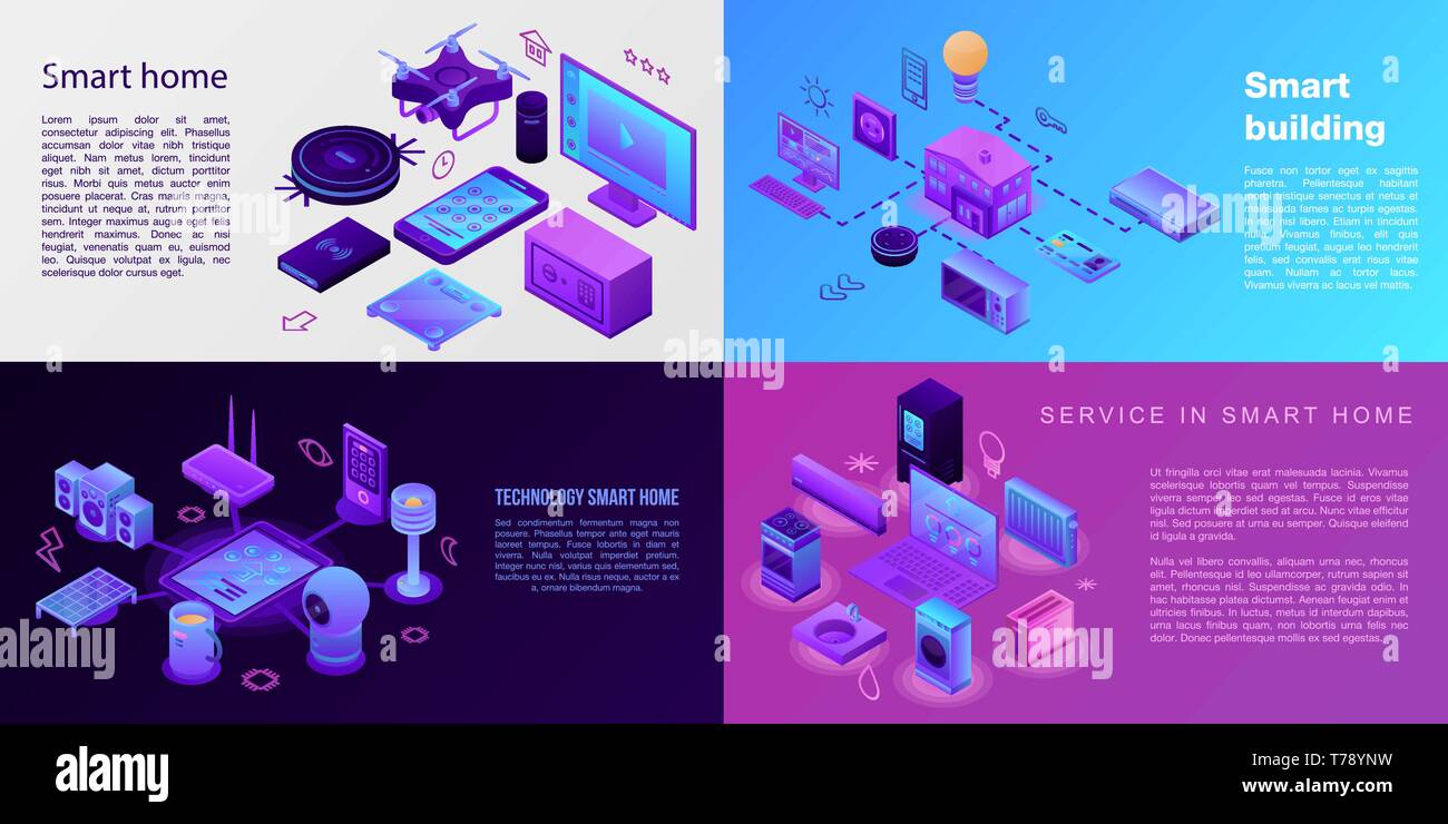 Modern smart home banner set, isometric style Stock Vector Image & Art ...