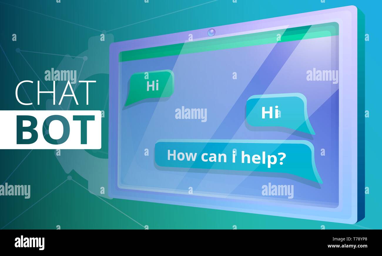 Smart chatbot concept banner. Cartoon illustration of smart chatbot ...