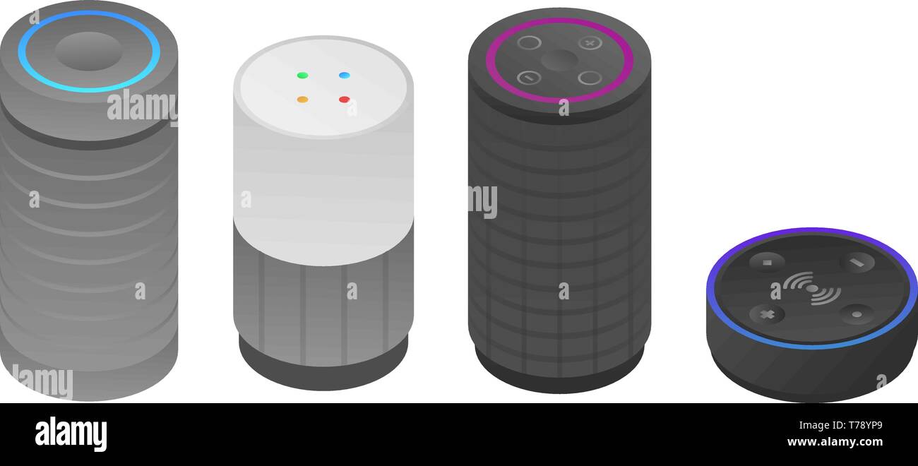 Smart speaker icons set, isometric style Stock Vector Image & Art - Alamy