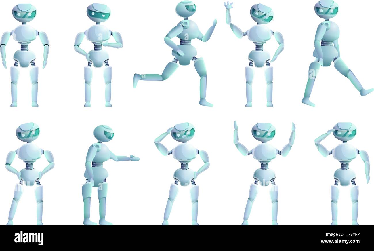 Humanoid icons set. Cartoon set of humanoid vector icons for web design ...