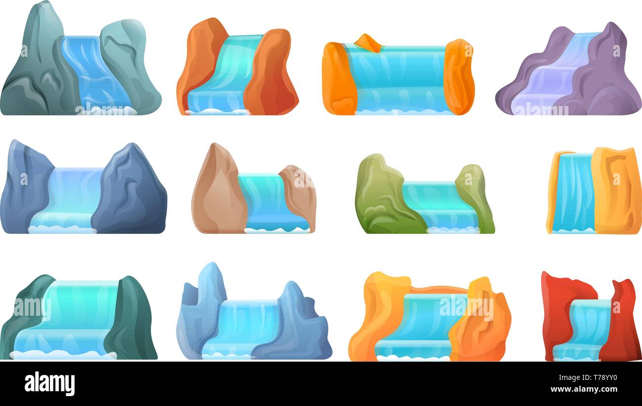 Cascade icons set. Cartoon set of cascade vector icons for web design ...