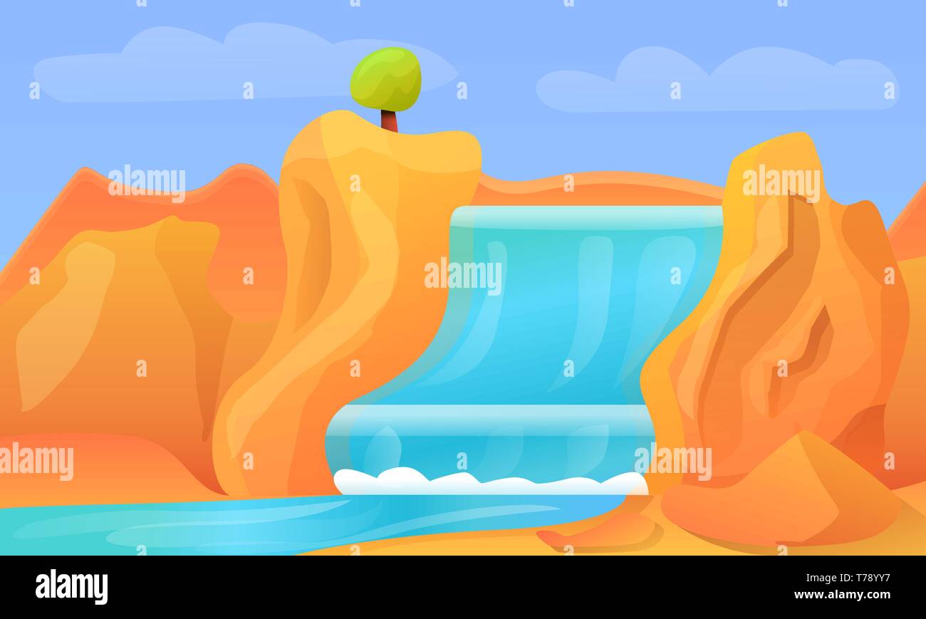 Waterfall concept banner. Cartoon illustration of waterfall vector ...