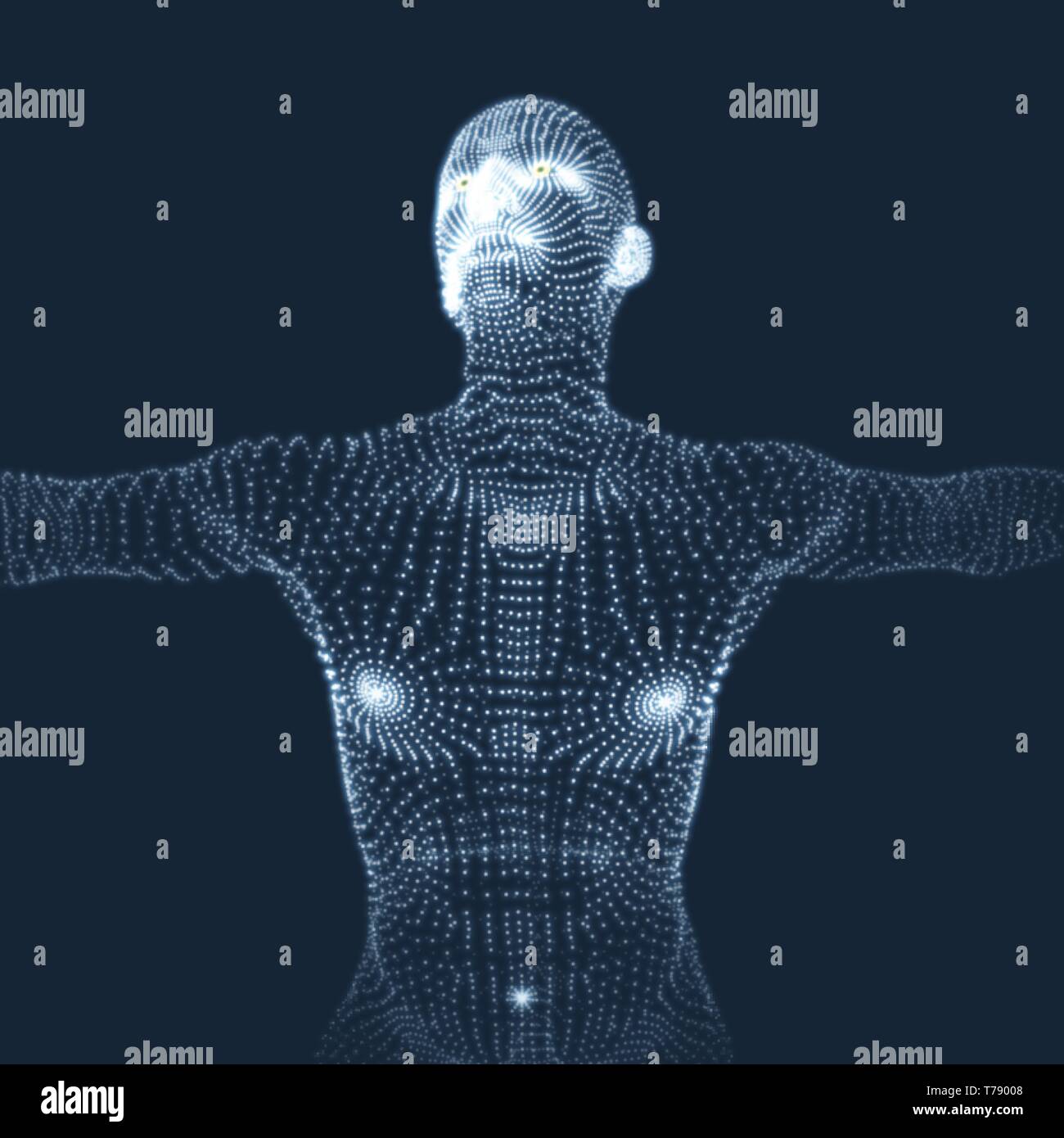 3D Model of Man. Human Body. Design Element. Vector Illustration Stock ...