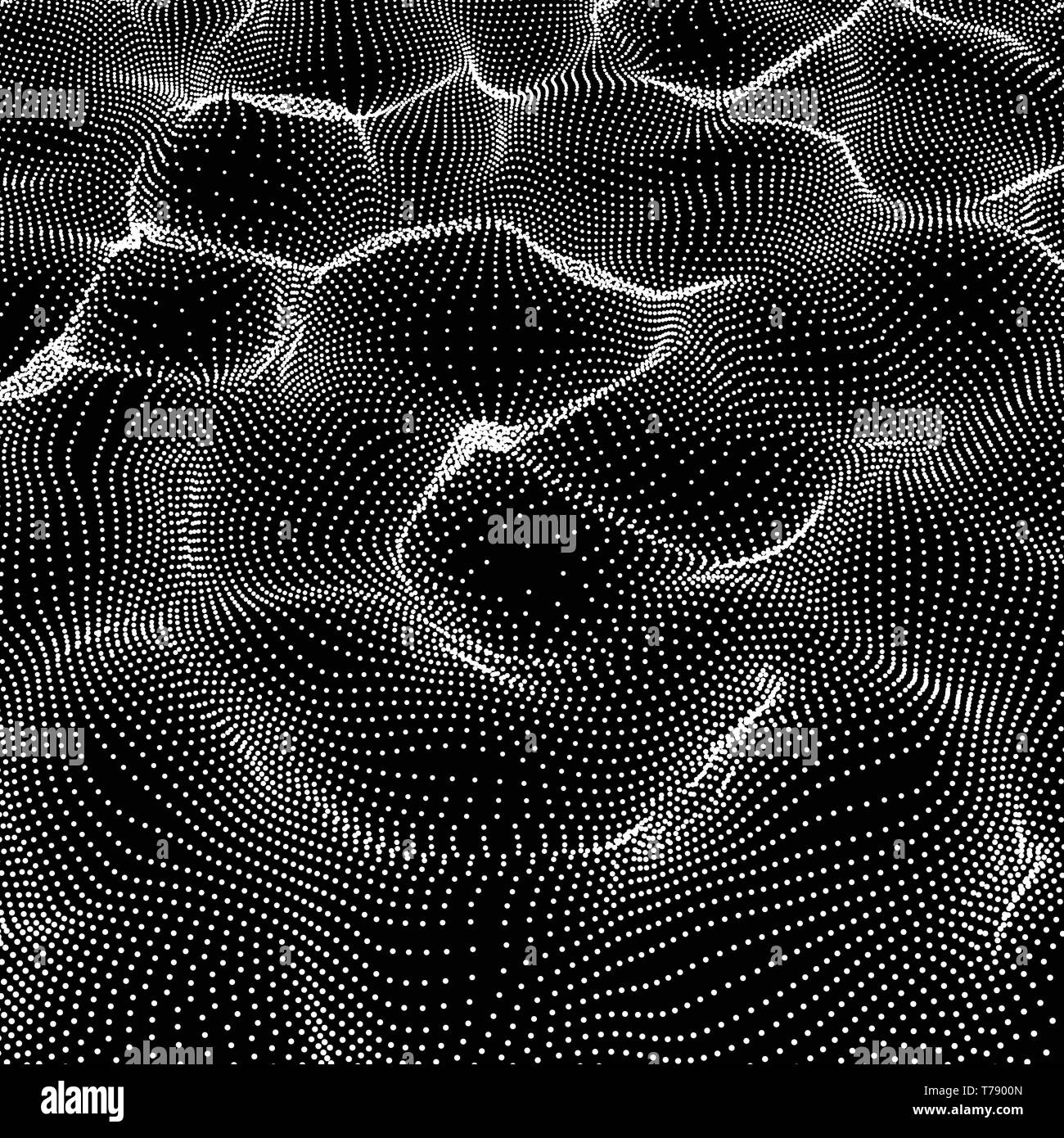 Array with Dynamic Particles. 3d Futuristic technology style. Abstract Background. Texture ...