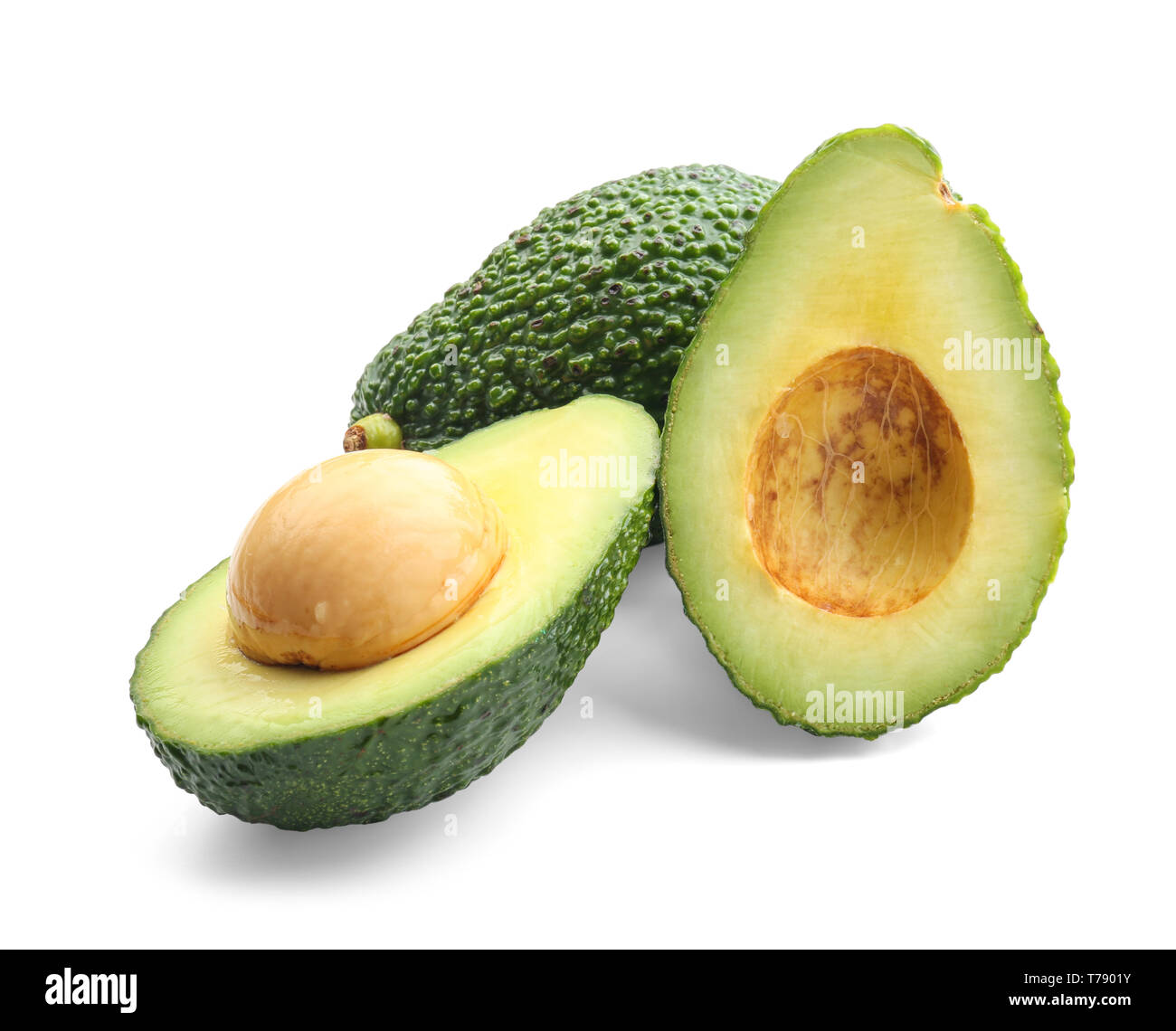 Ripe avocados on white background Stock Photo - Alamy