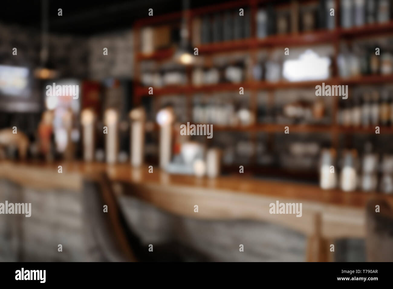 Interior of modern bar, blurred view Stock Photo - Alamy