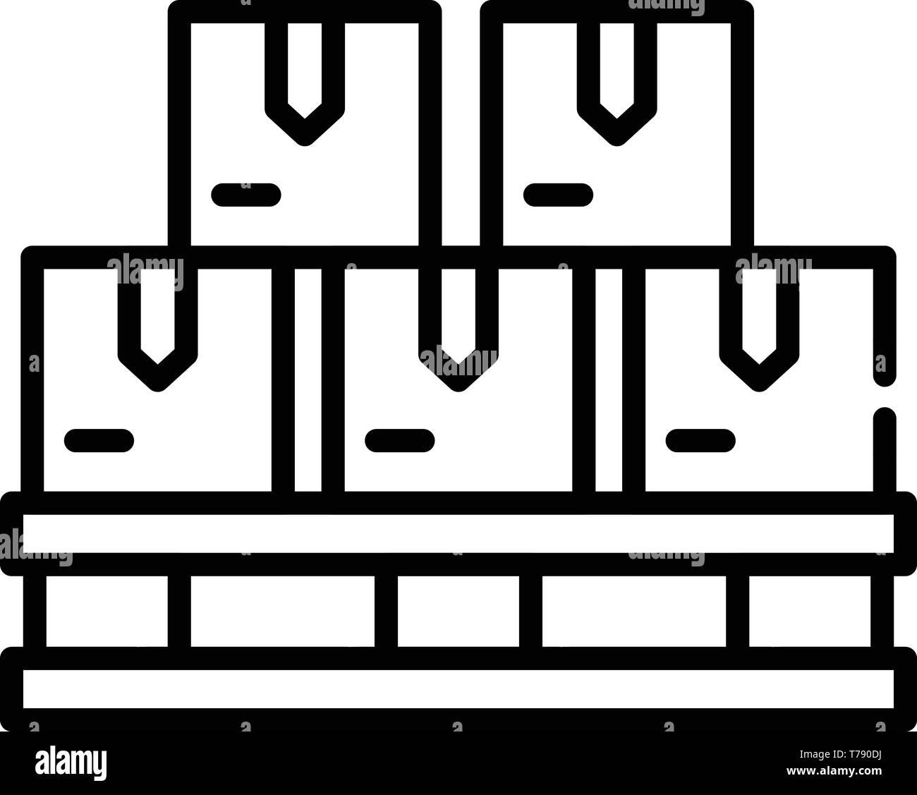 Wooden pallet cardboard boxes on Black and White Stock Photos & Images ...