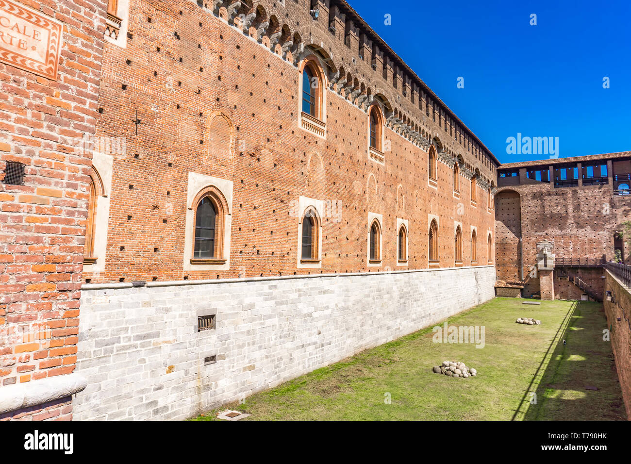 Stone walls of Sforza Castle in Milan, Italy Stock Photo - Alamy