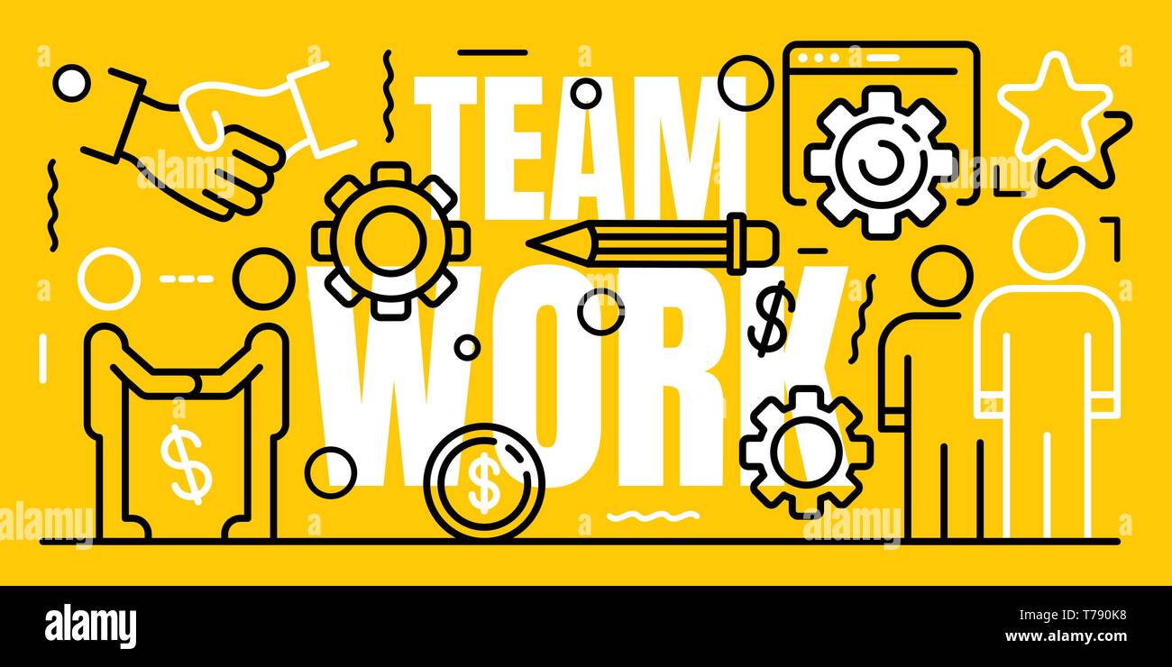 Team work banner, outline style Stock Vector Image & Art - Alamy