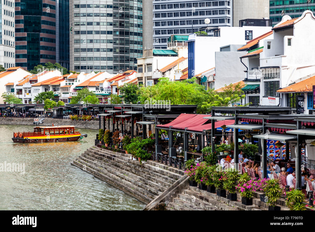 Boat Quay and The CBD Skyline, Singapore, South East Asia Stock Photo ...
