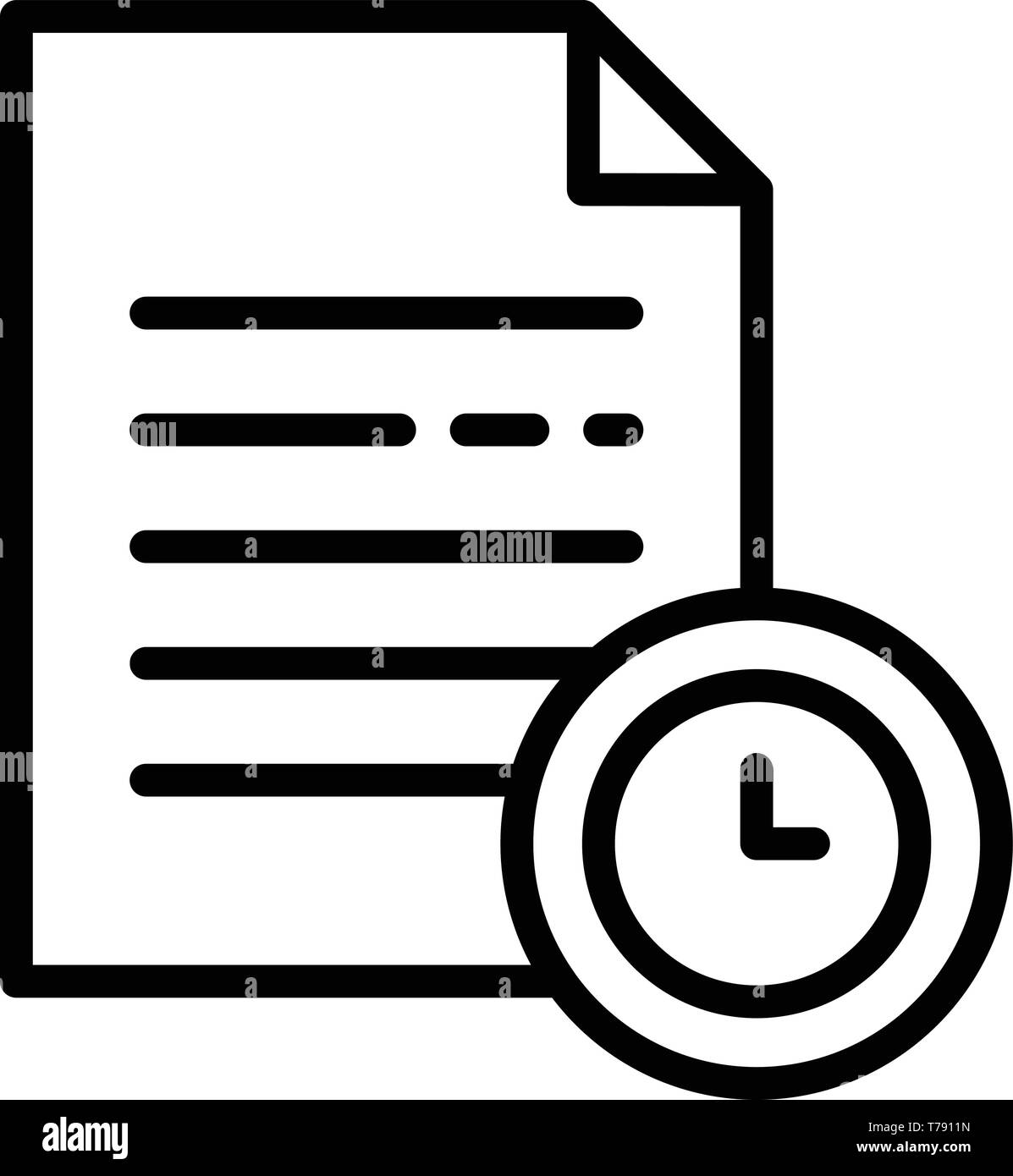 Clock and document icon, outline style Stock Vector Image & Art - Alamy