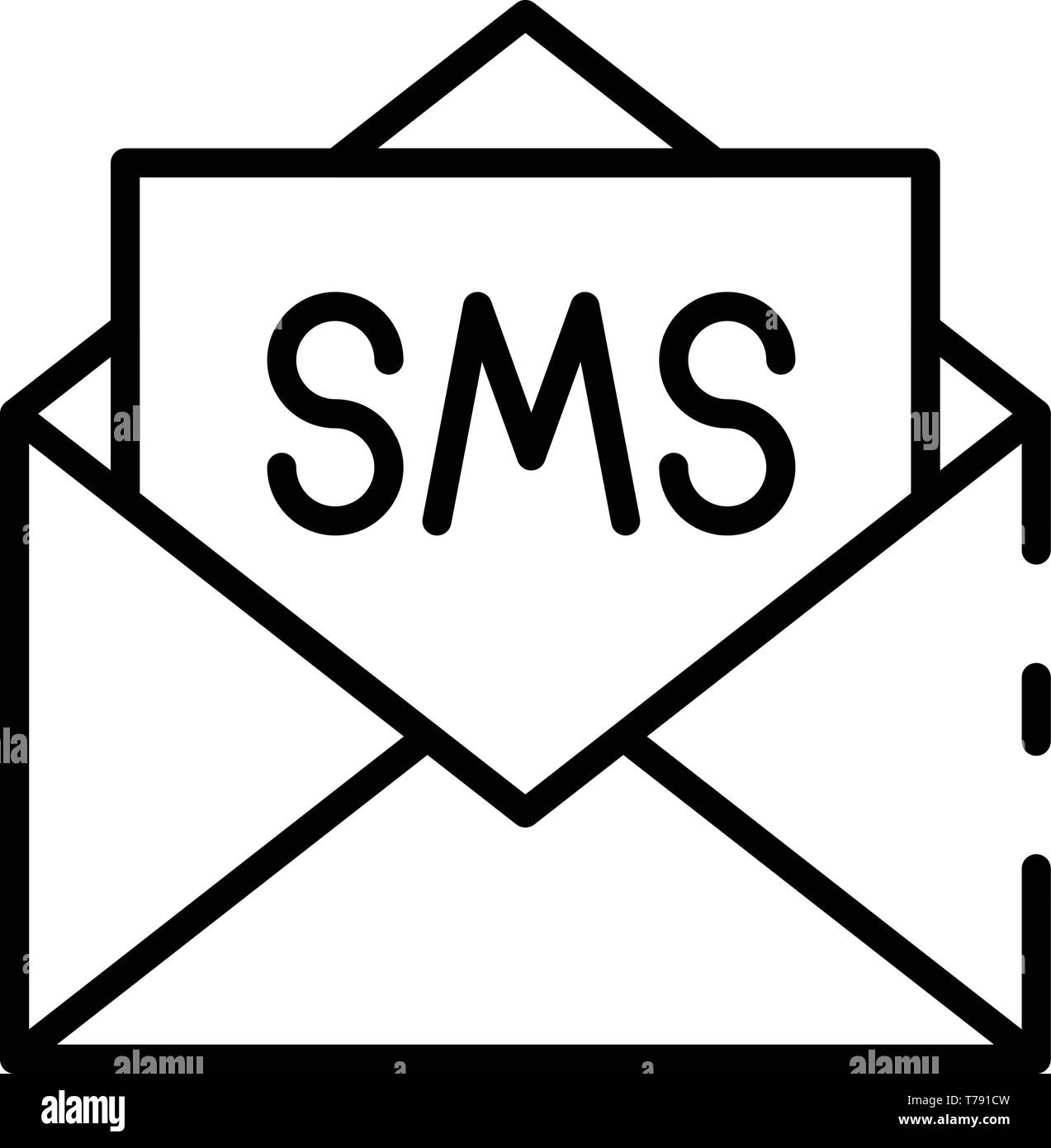SMS in envelope icon, outline style Stock Vector Image & Art - Alamy