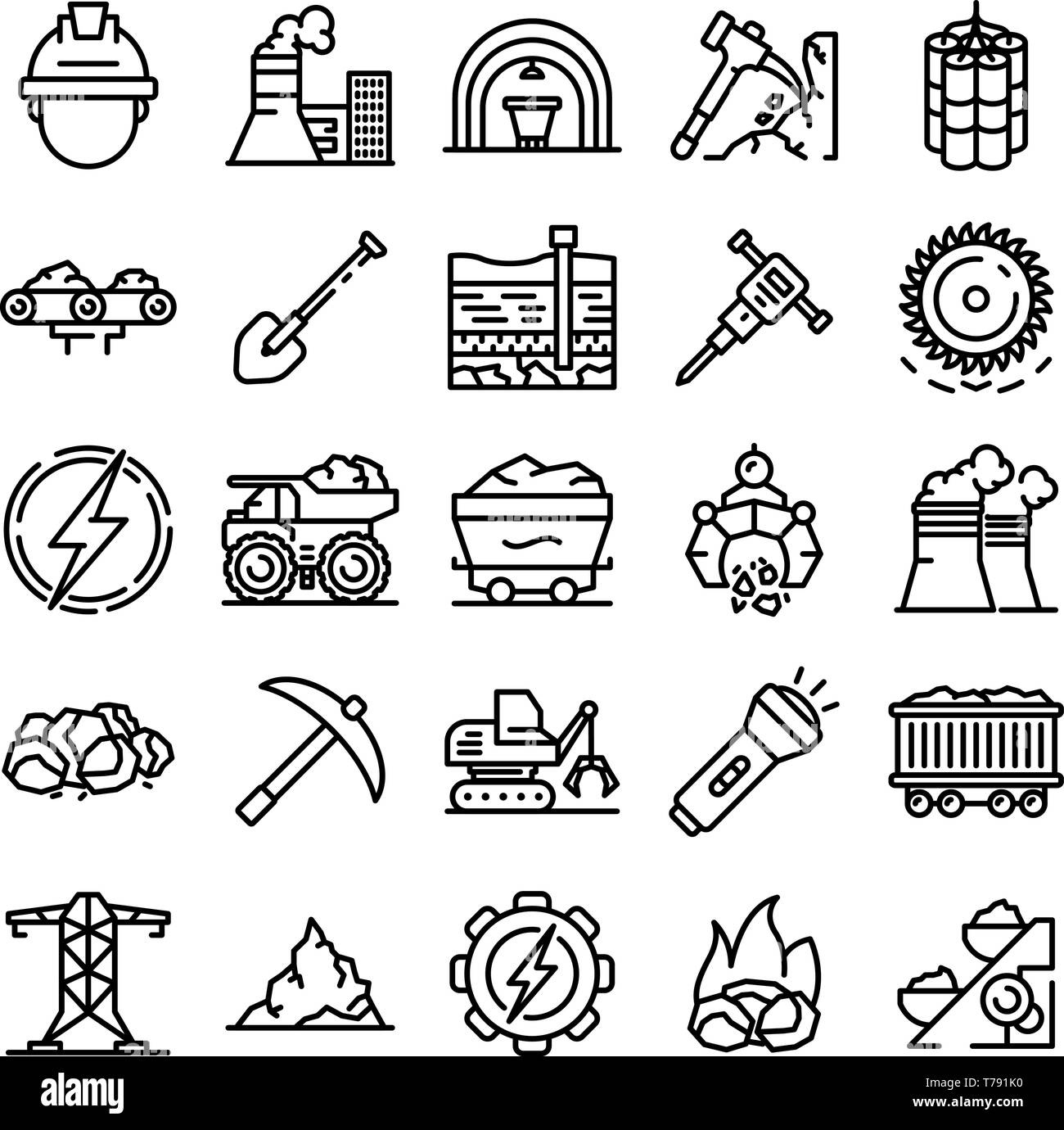 Coal industry icons set, outline style Stock Vector Image & Art - Alamy