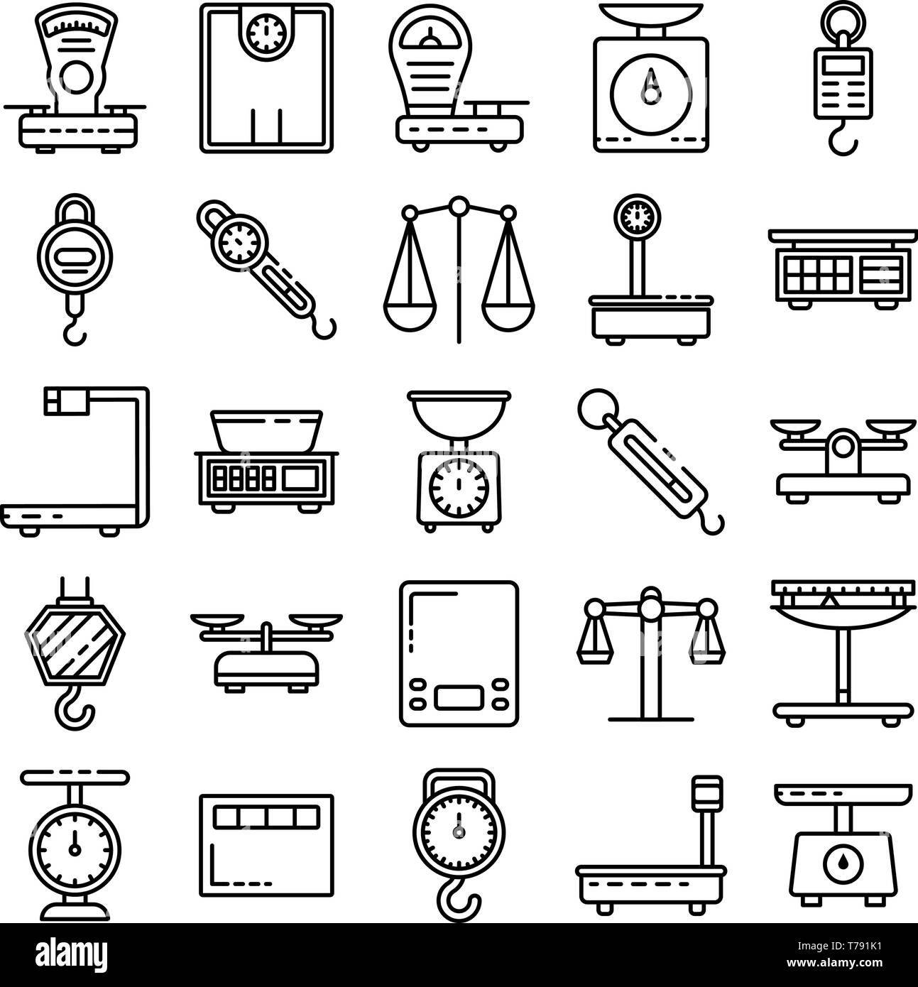 Weigh scales icons set, outline style Stock Vector Image & Art - Alamy