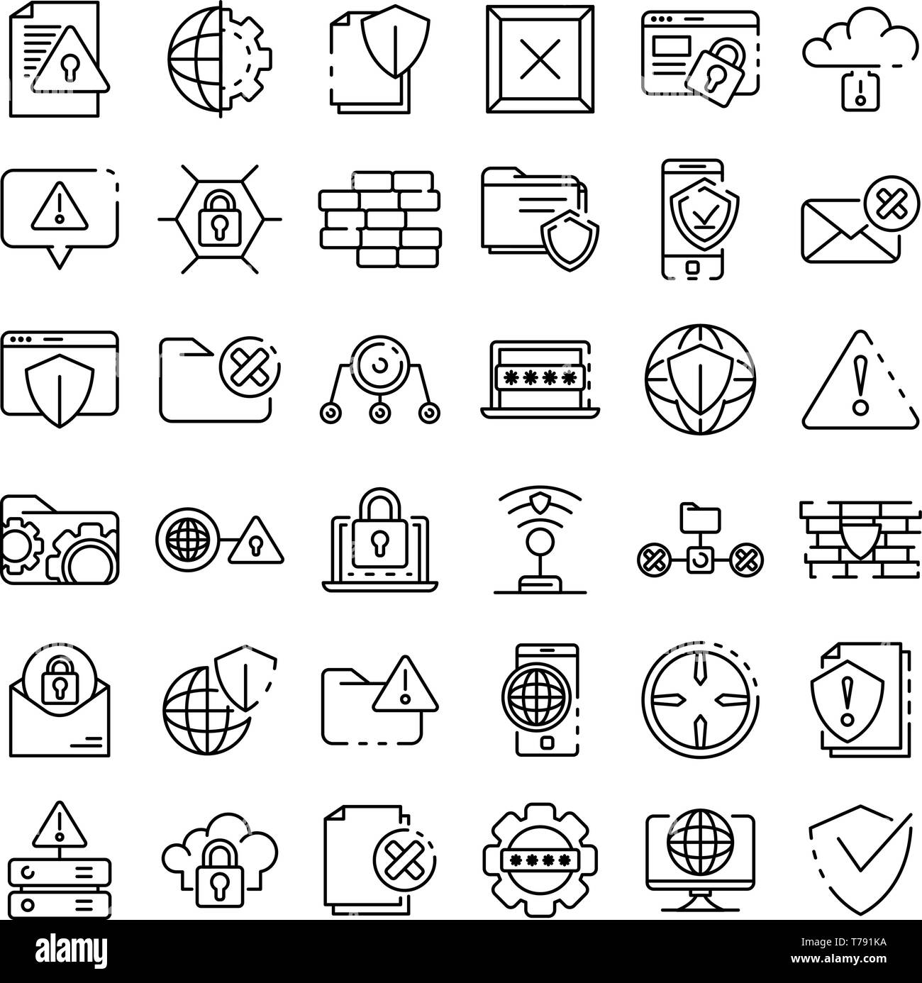 Firewall icons set, outline style Stock Vector Image & Art - Alamy