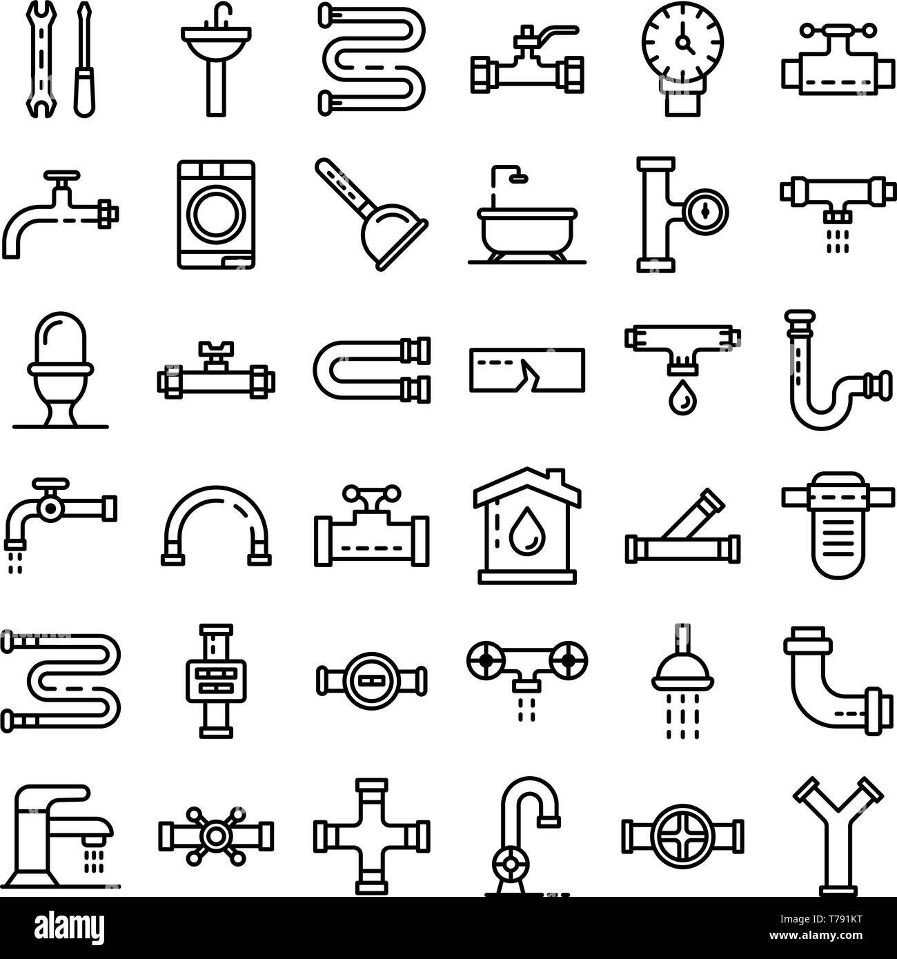 Plumbing icons set, outline style Stock Vector Image & Art - Alamy