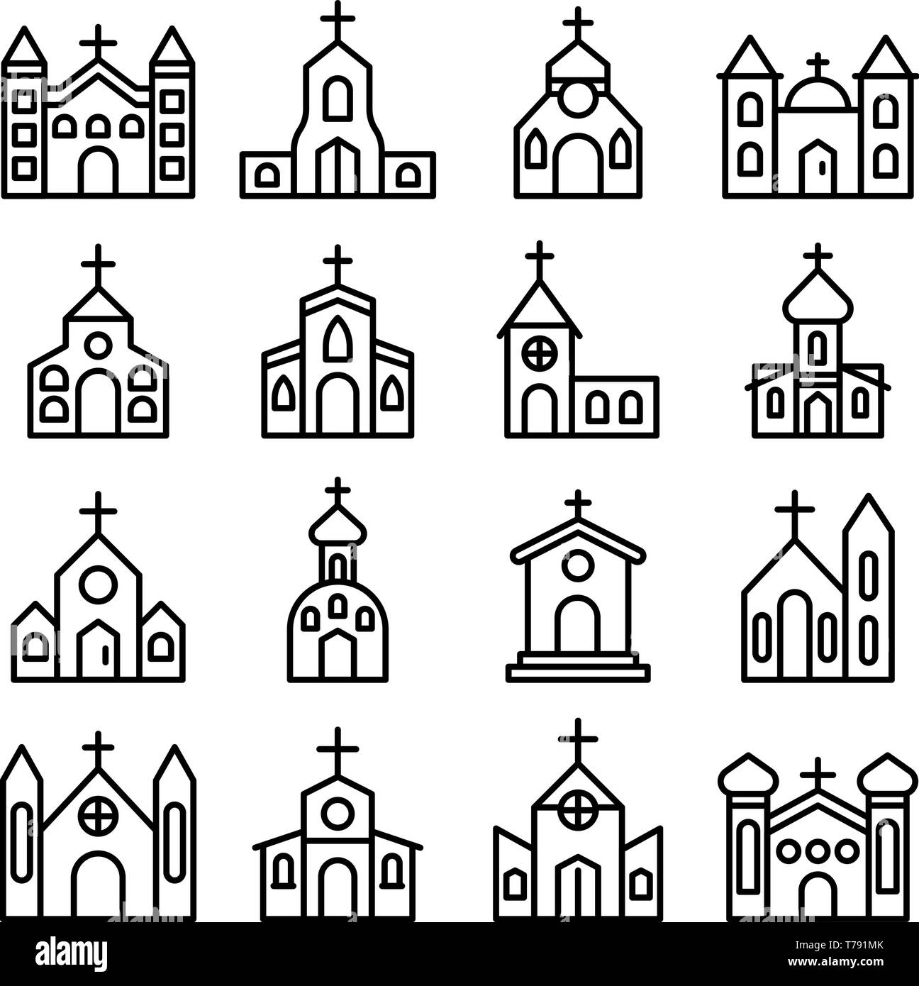 Church icons set, outline style Stock Vector Image & Art - Alamy