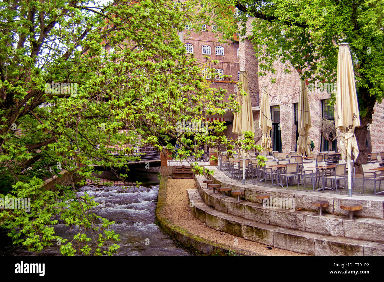 River blue through Ulm Stock Photo - Alamy