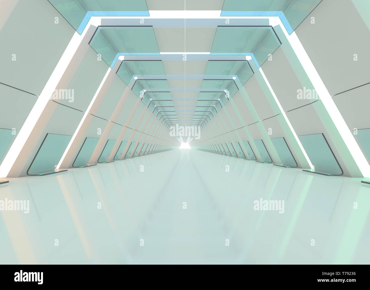 Abstract modern architecture background, empty open space interior. 3D ...