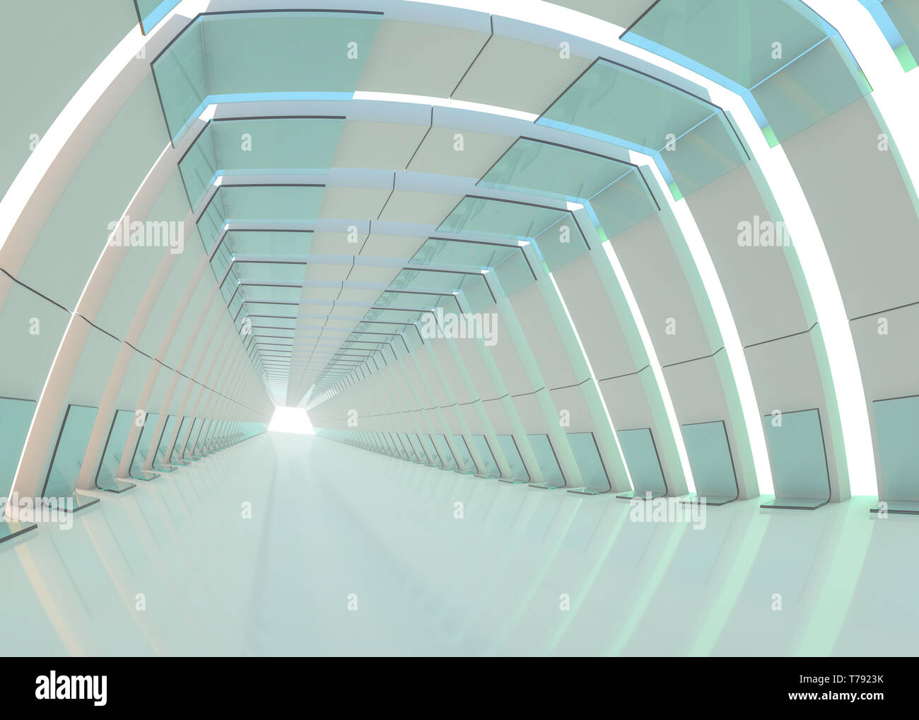 Abstract modern architecture background, empty open space interior. 3D ...