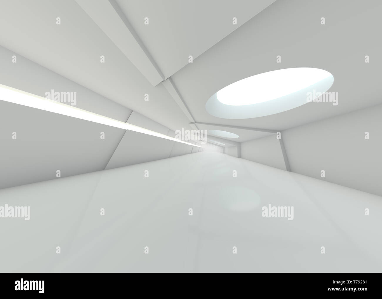 Abstract modern architecture background, empty open space interior. 3D ...