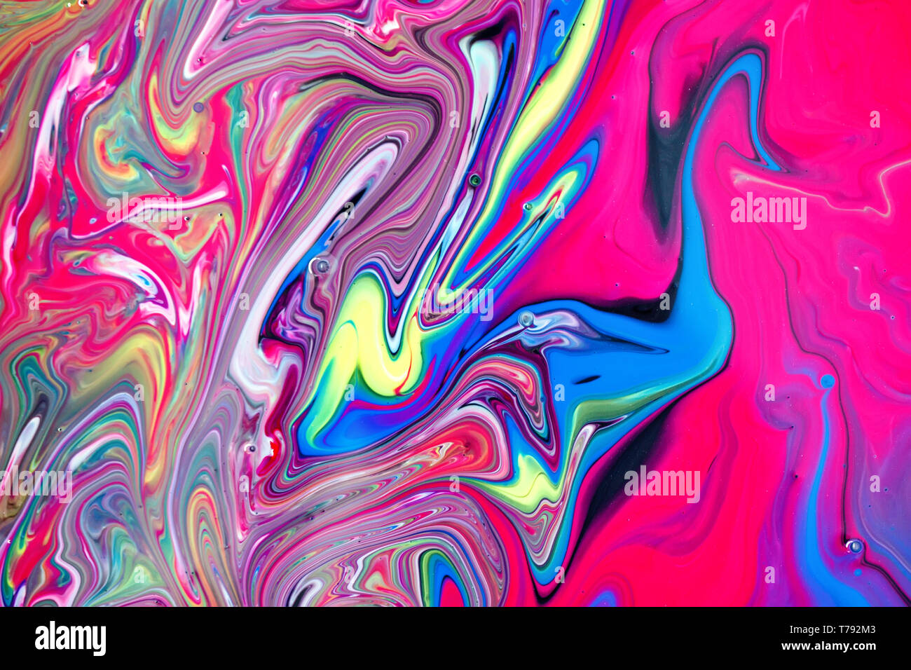 Abstract multi-colored paint background. Acrylic texture with marble ...