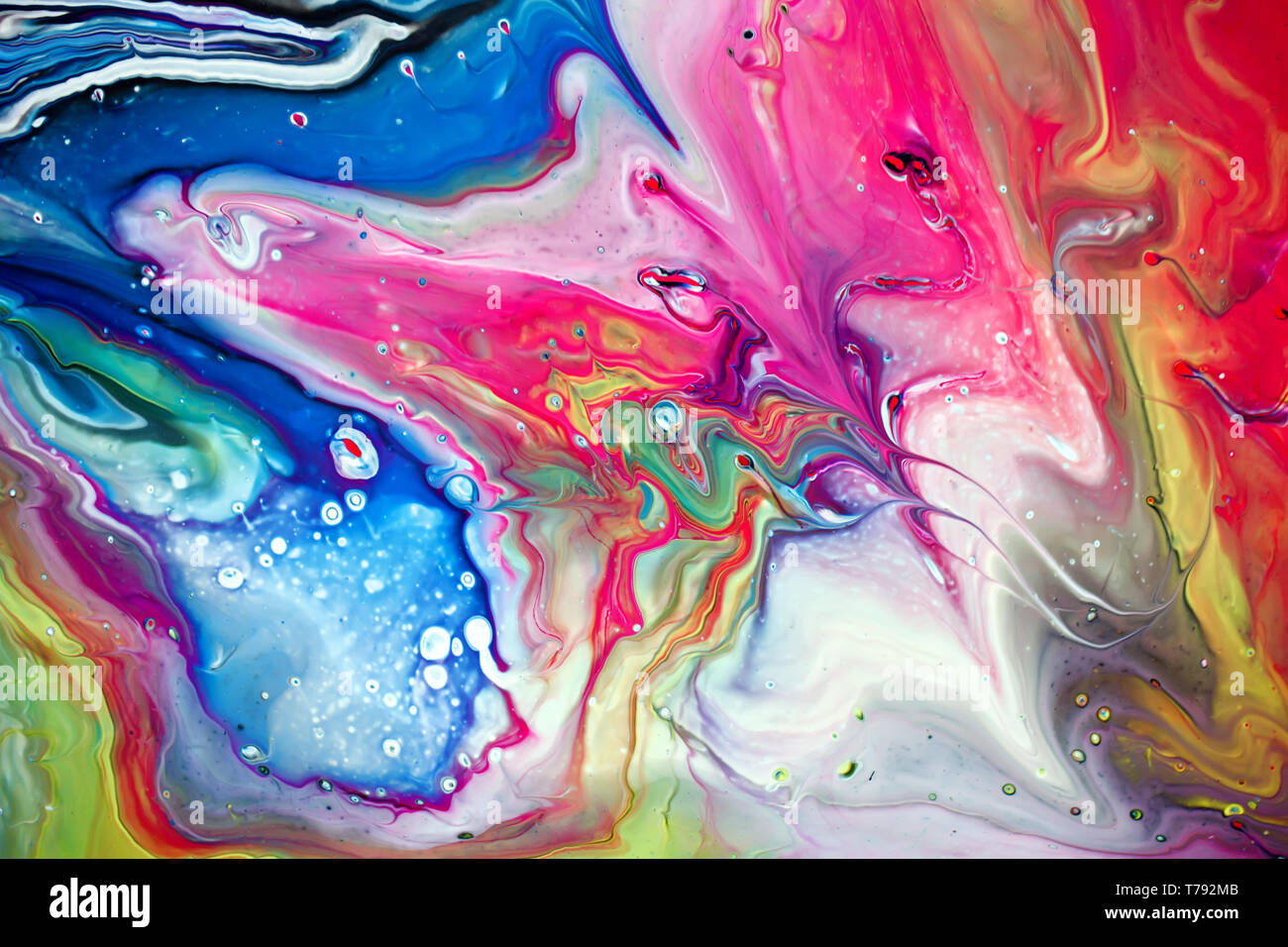 Abstract multi-colored paint background. Acrylic texture with marble ...