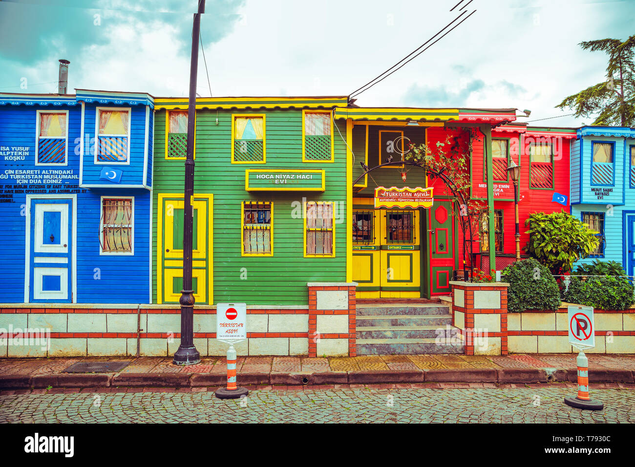 Colored houses in the Sultanahmet area. Istanbul, Turkey - November 13 ...