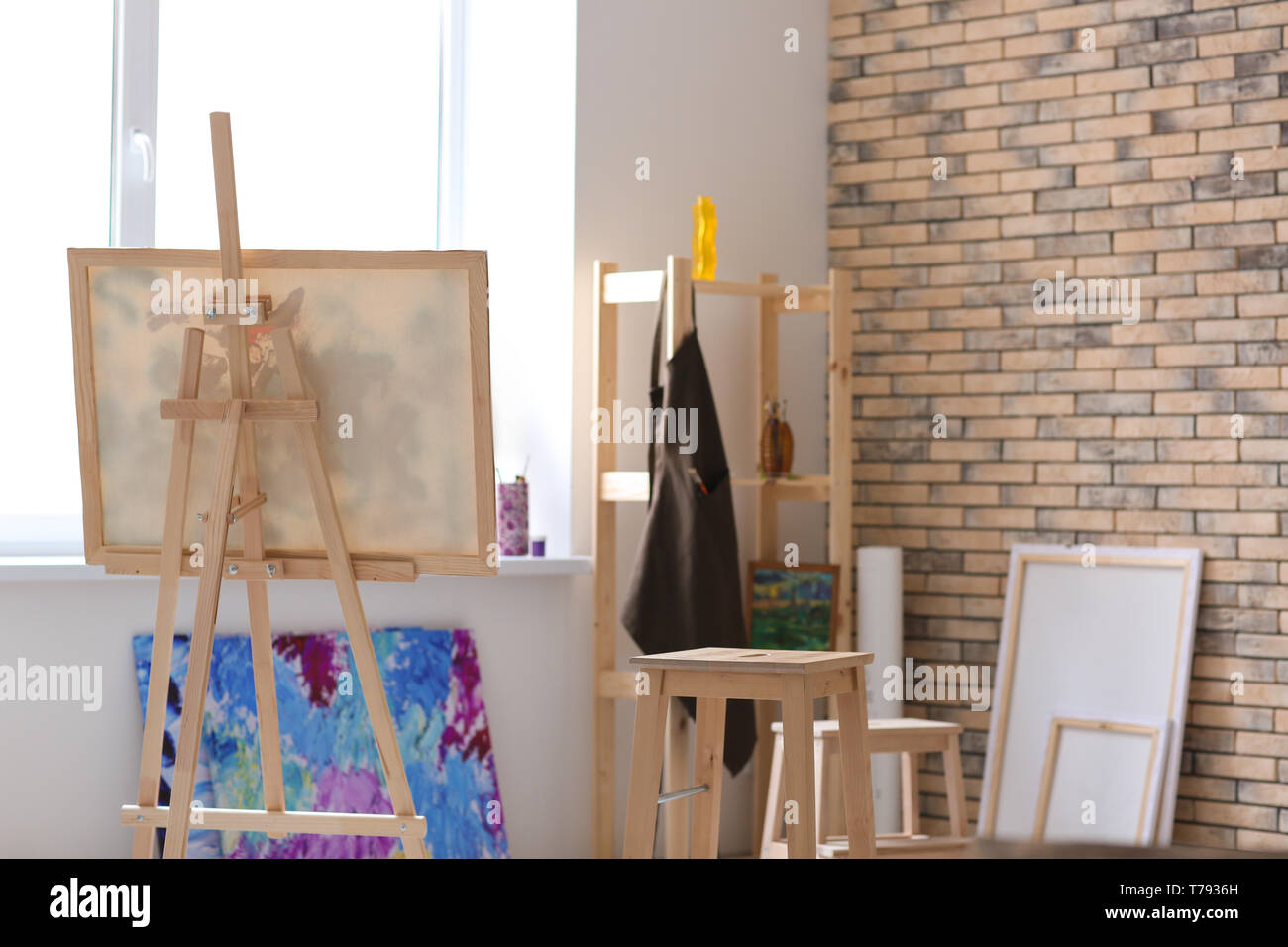 Interior of artist's workshop Stock Photo - Alamy
