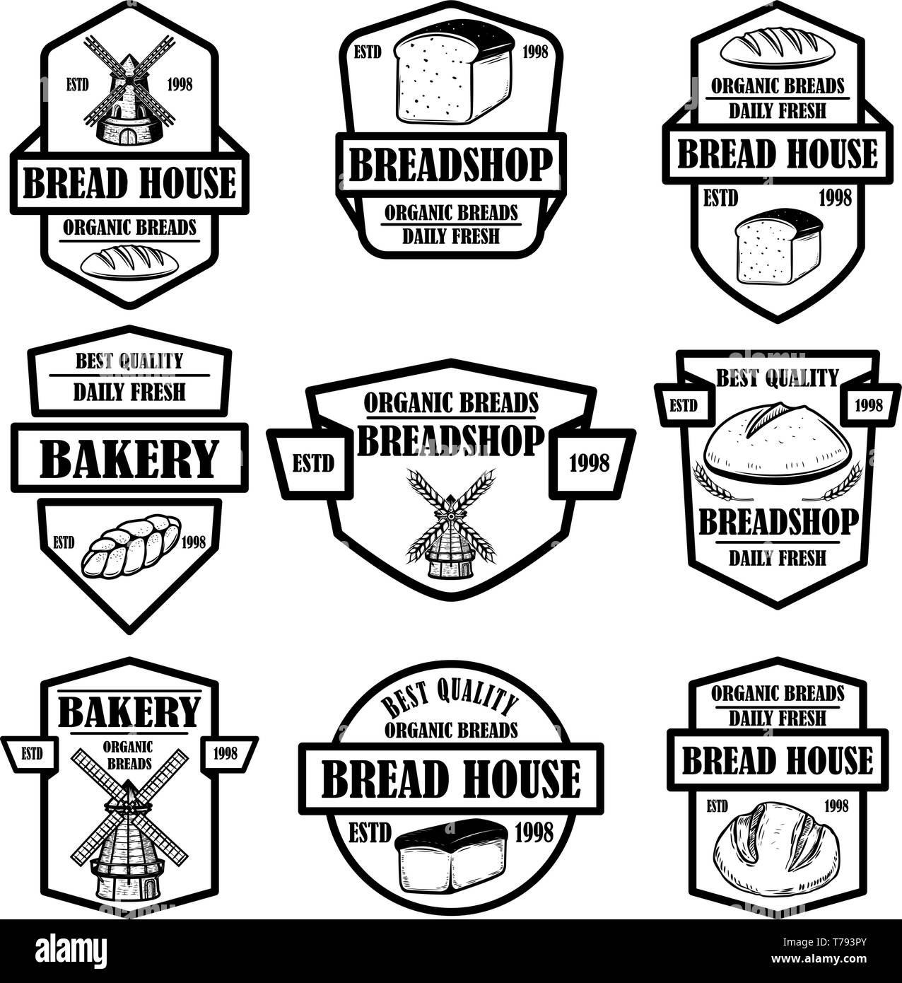 Set Of Bakery Bread Shop Emblems Design Element For Logo Label Sign set-of-bakery-bread-shop-emblems-design-element-for-logo-label-sign