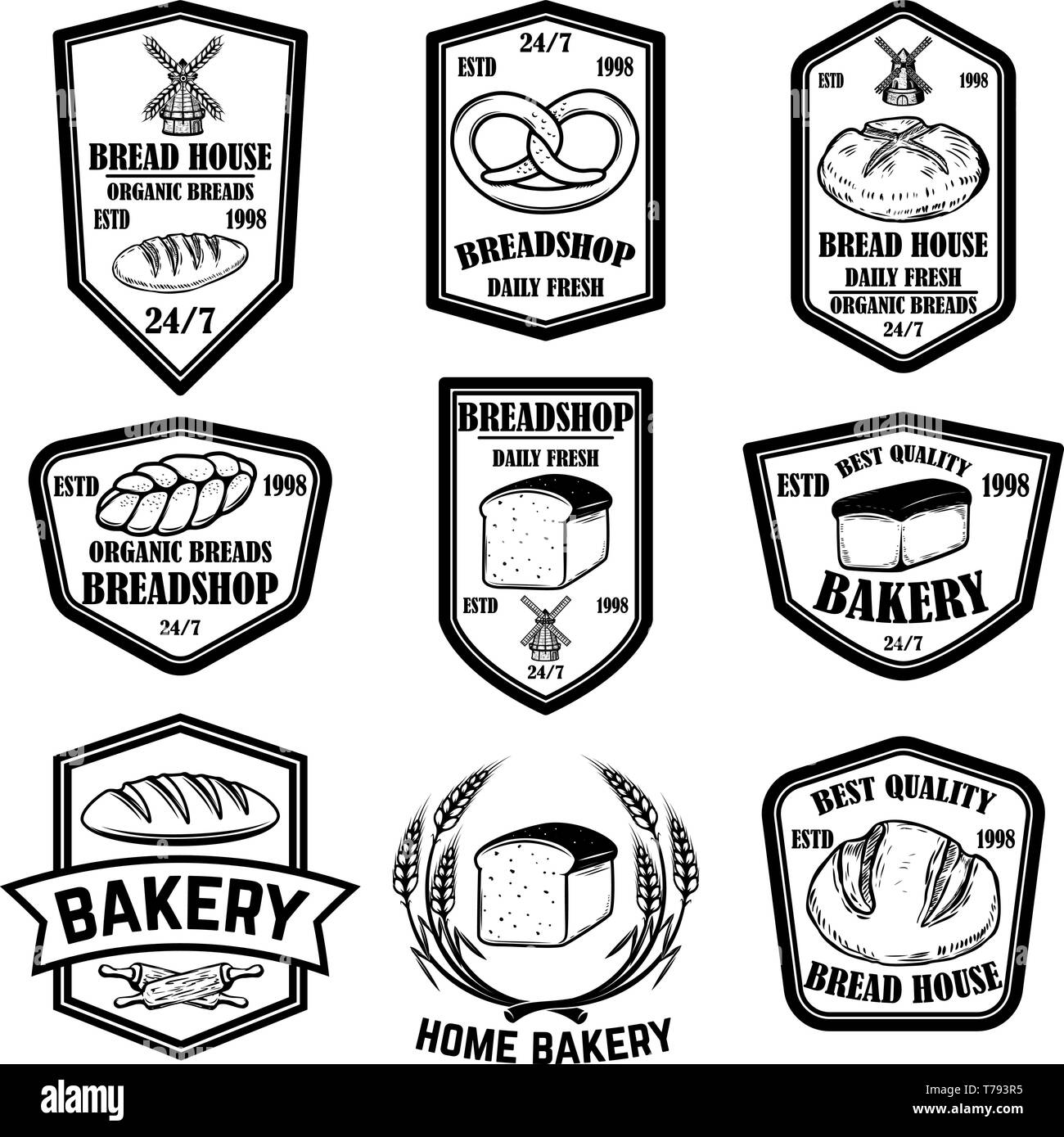 Set Of Bakery Bread Shop Emblems Design Element For Logo Label Sign set-of-bakery-bread-shop-emblems-design-element-for-logo-label-sign