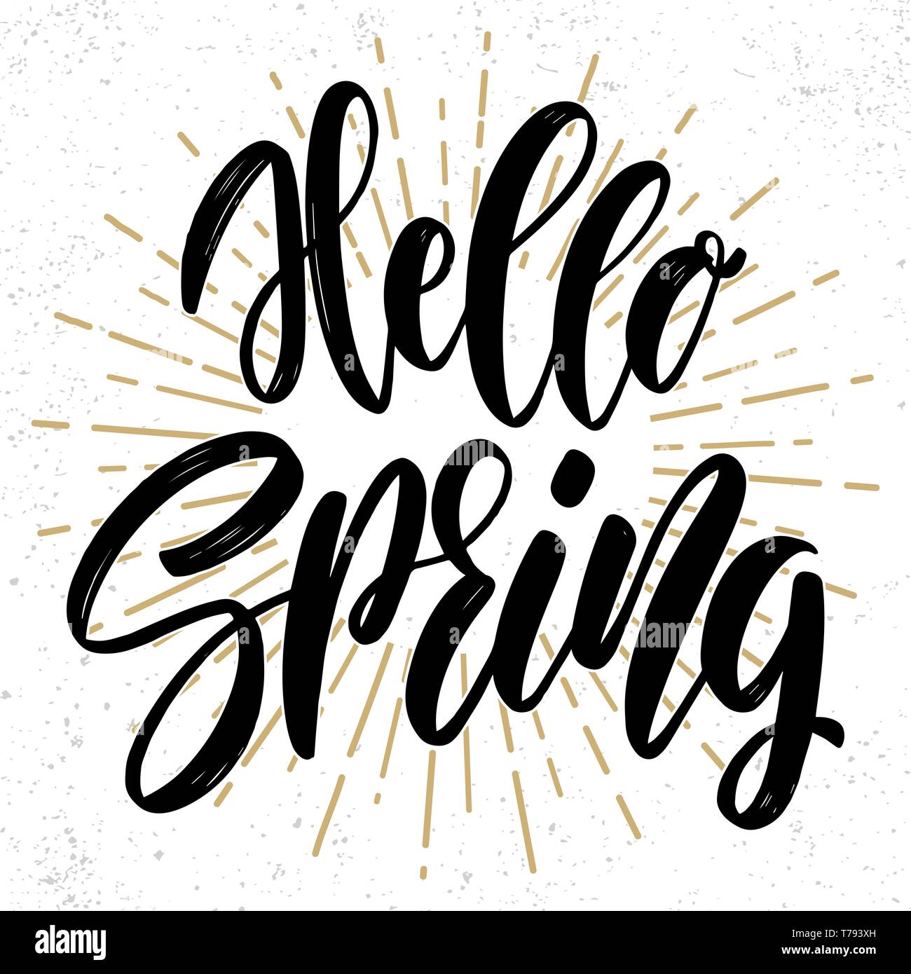 Hello spring text. Vector lettering phrase for poster, greeting card ...