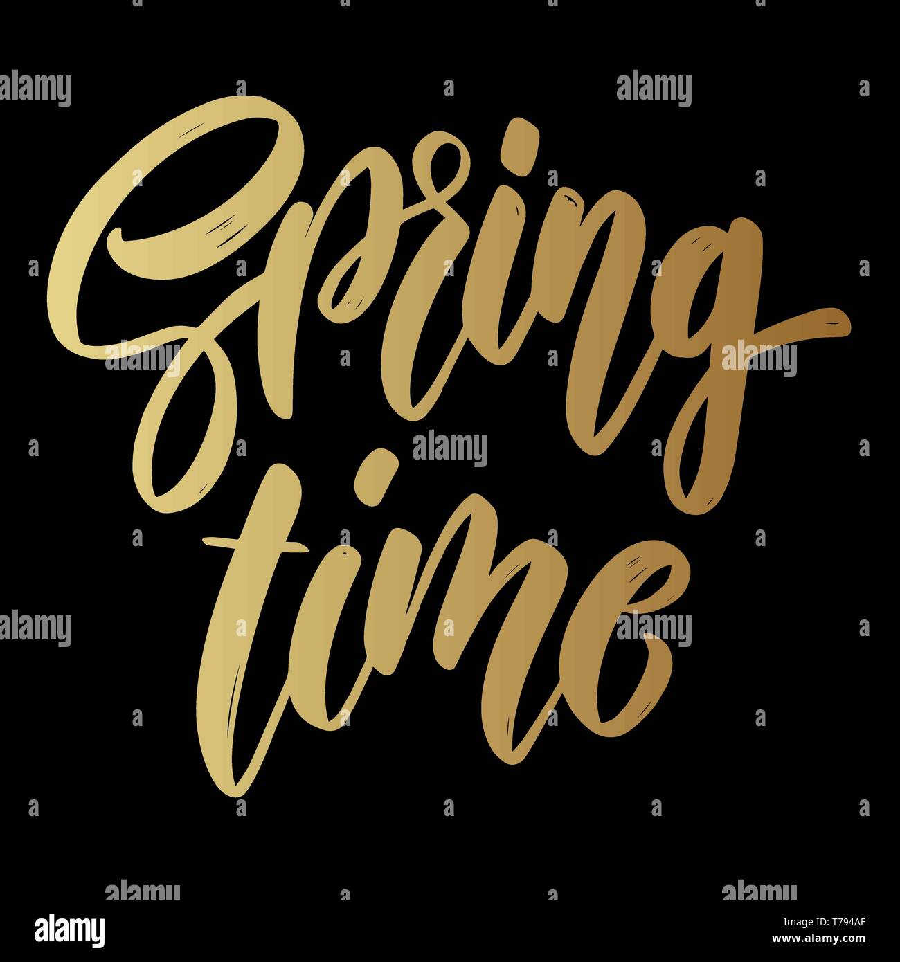 Spring time text. Vector lettering phrase for poster, greeting card ...