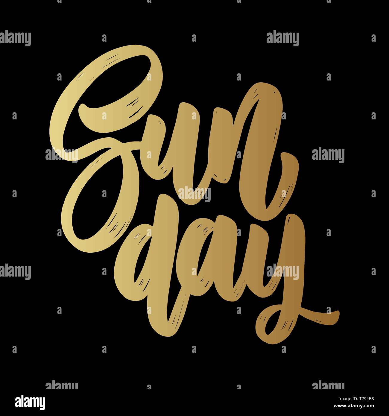 Sunday. Lettering phrase on dark background. Design element for poster ...