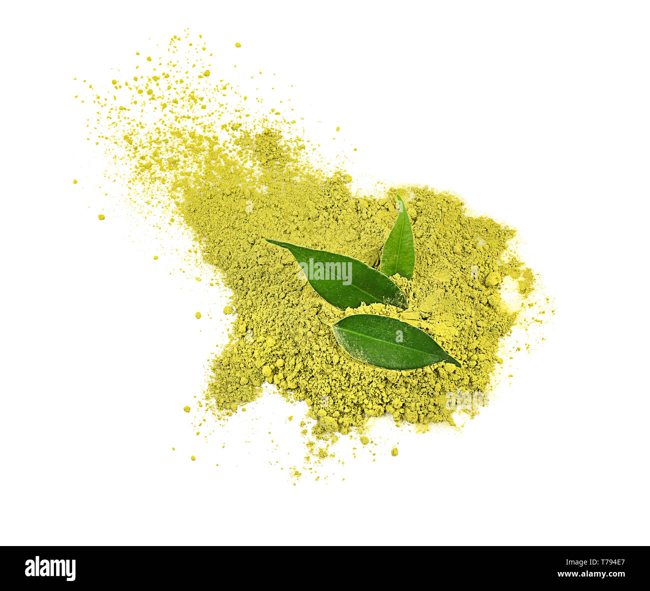 Powdered matcha tea, on white background Stock Photo - Alamy