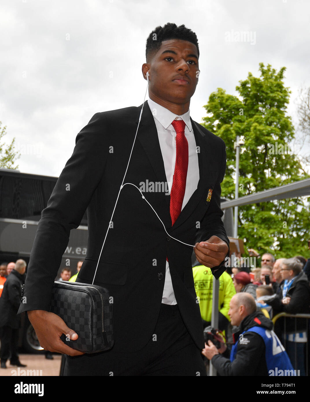 Manchester United's Marcus Rashford arrives ahead of the Premier League ...